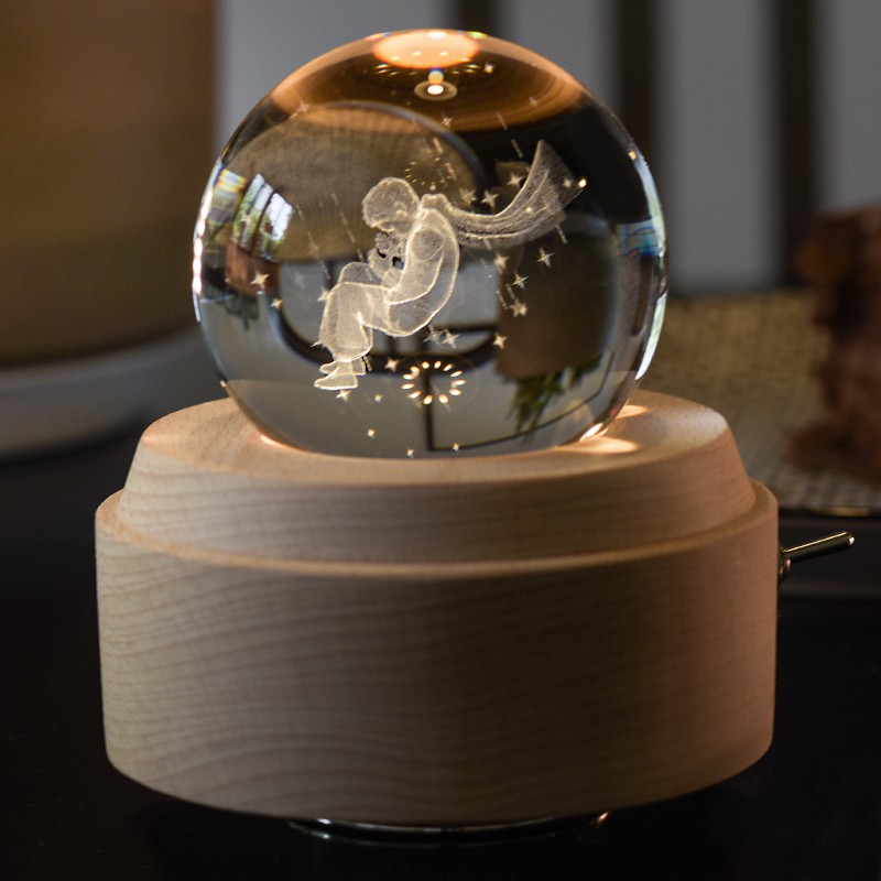 Music Boxes Crystal Ball Ratating Light Projection Crystal Music Ball ...
