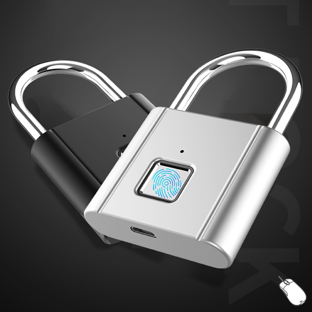 Portable Smart Fingerprint Padlock Thumbprint Door Padlocks Keyless USB ...