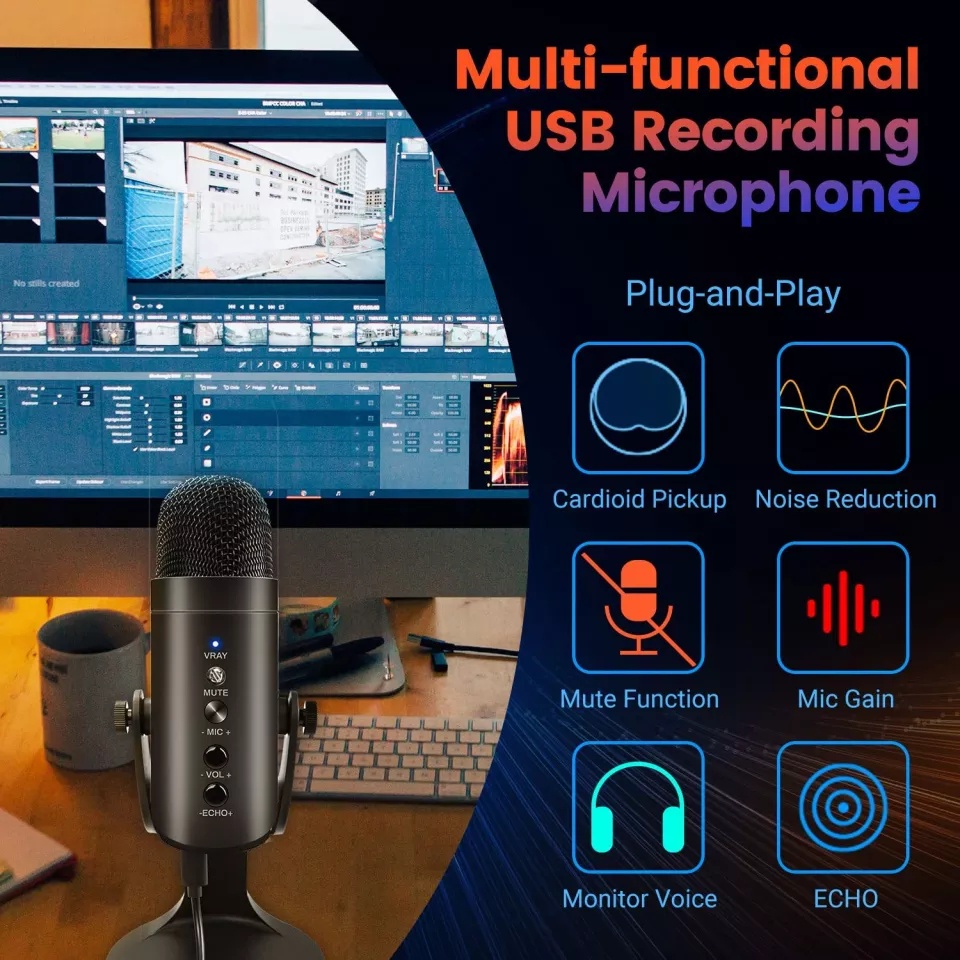 ⚡ไมค์อัดเสียง MU-900 ⚡MU900 USB Condenser Microphone Gaming Streaming ...