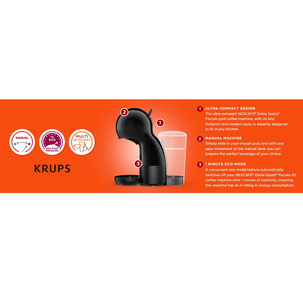 Krups Nescafe Dolce Gusto (NDG) เครื่องชงกาแฟชนิดแคปซูล Piccolo XS ...