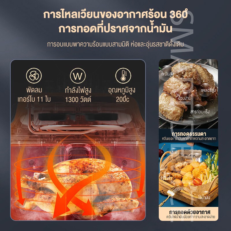 หม้อทอดไร้น้ำมัน 4.5L หม้อทอดอากาศไร้น้ํามันความจุใหญ่ มัลติฟังก์ชั่น ...