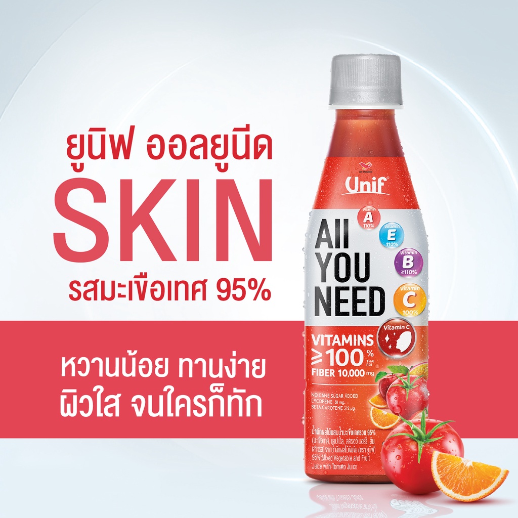 ยกลัง 24 ขวด Unif All You Need ยูนิฟออลยูนีดน้ำผักผลไม้ผสมน้ำมะเขือเทศรวม 300มล - unif_official ...
