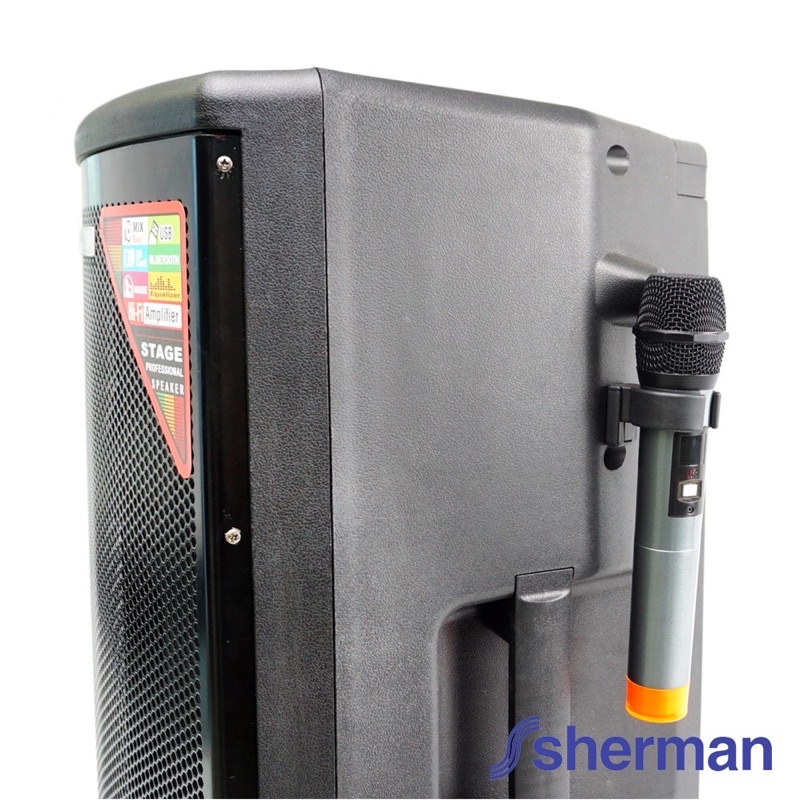 SHERMAN SPEAKER APS-115 ลำโพงบลูทูธ มีล้อลาก ขนาด 15 นิ้ว 100 วัตต์ USB Bluetooth active speaker ...