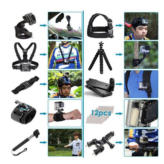 Gopro Accessories kit 50 in 1 Bundle Action Camera Accessory Kit ชุด ...
