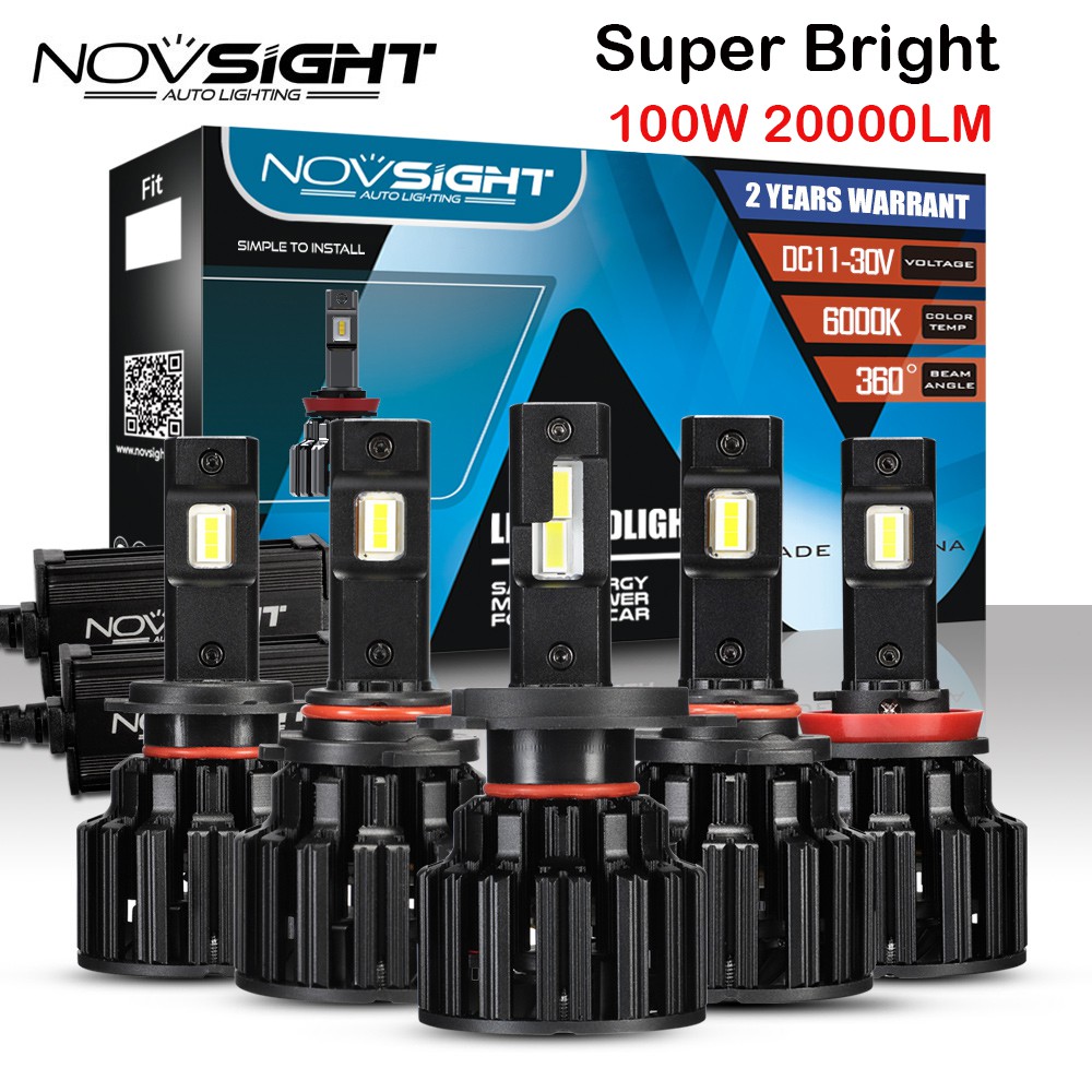 หลอดไฟหน้ารถยนต์ H4 H7 H11 9005 9006 Novsight F06 100W 2000LM 6000K ...