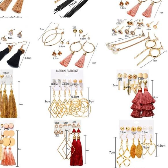 Code-764 Cayman 3 6 คู่ต่างหูแฟชั่นสไตล์เกาหลีสําหรับผู้หญิง ...