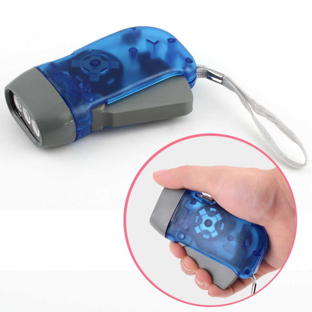 ไฟฉาย3 LED Hand ressing Dynamo Crank ower Wind U Flashlight Torch Light ...