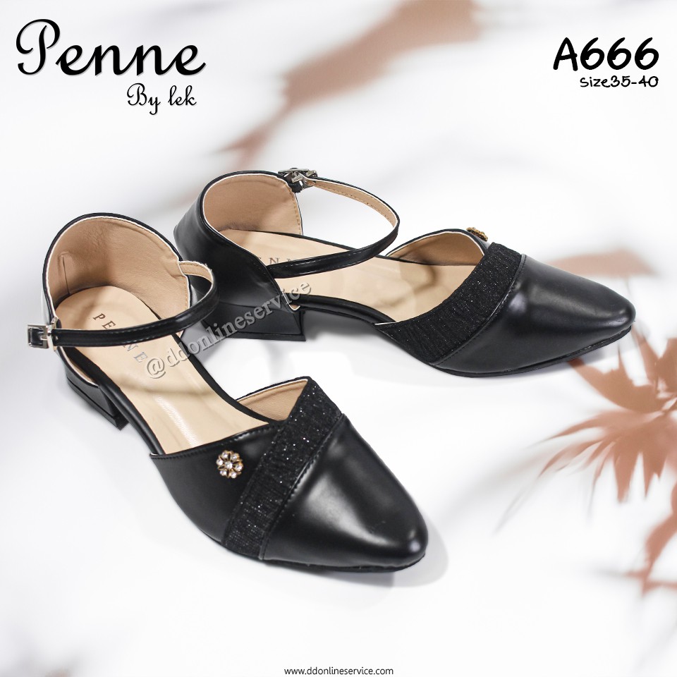 Penne A666 รองเท้าส้นสูงหัวแลม รองเท้ารัดส้น รองเท้าแฟชั่นผู้หญิง ...