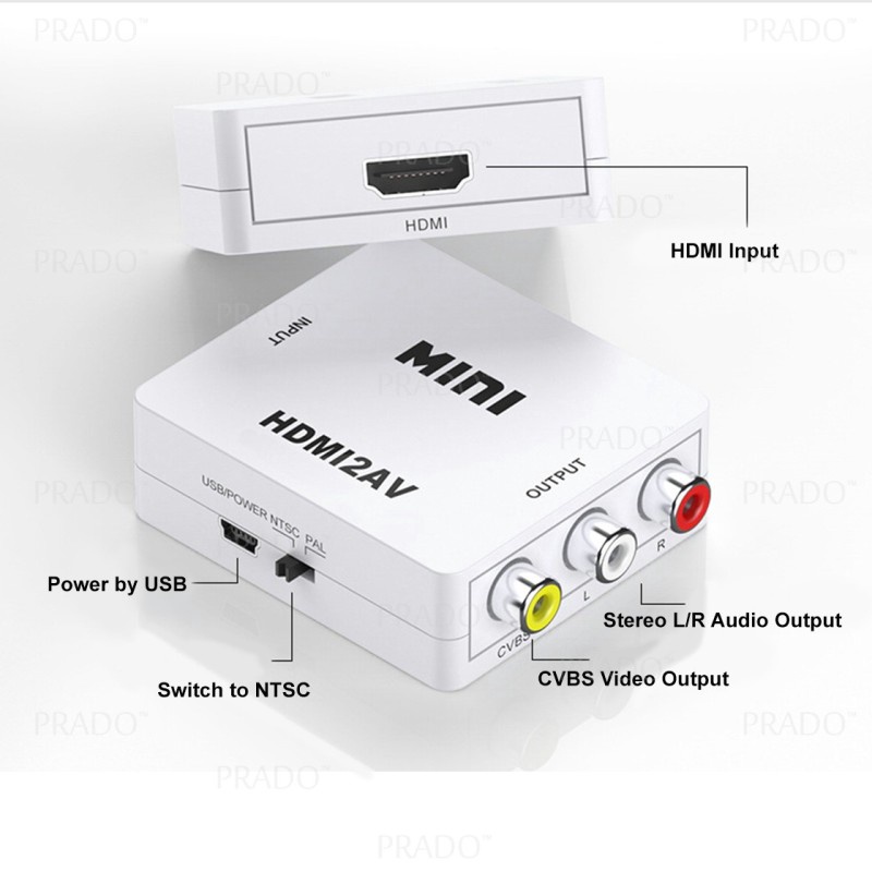 ☬HDMI To AV RCA /CVBS Adapter HD 1080P Mini HDMI2AV Video Converter ...