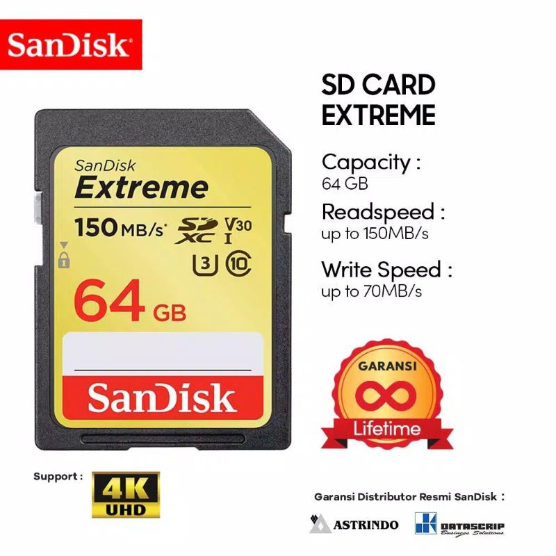 Sandisk extreme 64gb 150mbps sd card original sandisk Memory card ...