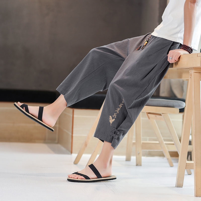 2021 EMILY SHOP Samurai Clothes Men's Cotton and Linen Casual Pants ...