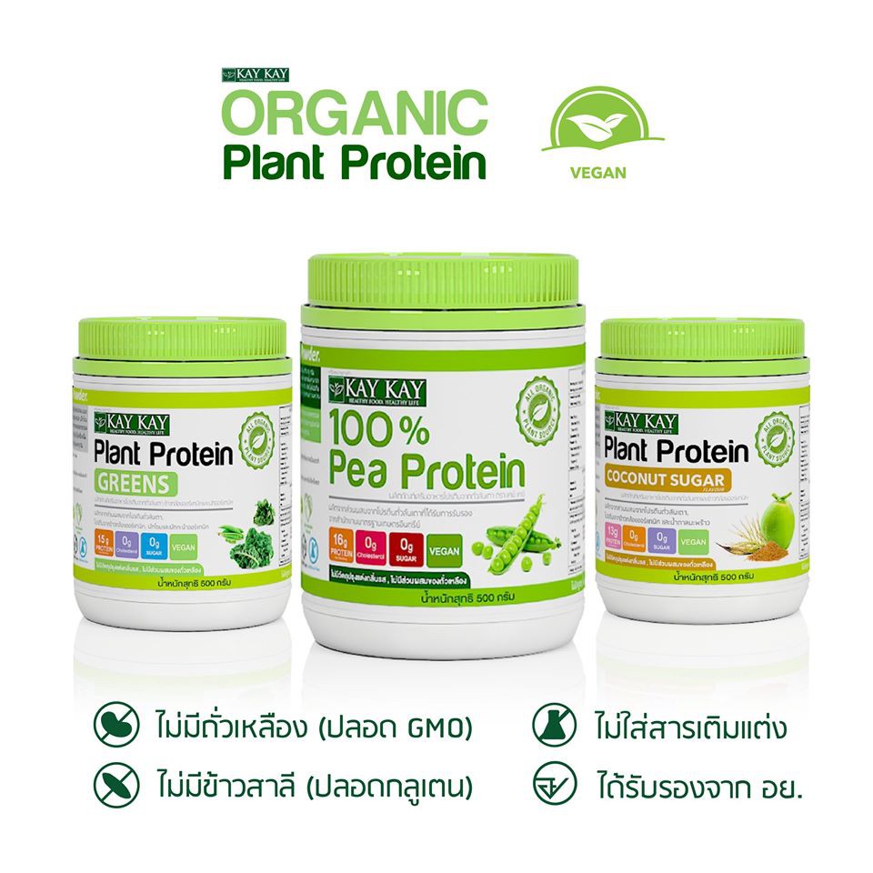 KAY KAY Organic Plant Protein Greens โปรตีนจากพืชออร์แกนิค สูตรกรีนส์ ...