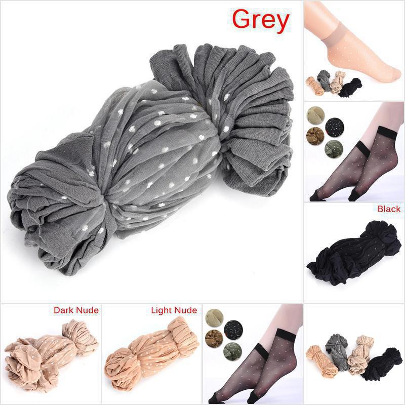 【Purpleredto】10 Pairs Transparent Thin Lace Socks Breathable Skin Pure ...