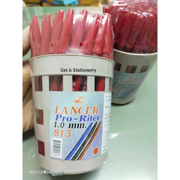 ปากกาแลนเซอร์ Lancer Pro-Riter 813 หัว 1.0 มม. เขียนลื่น หมึก มี 3 สี น้ำเงิน ดำ แดง - get_a ...