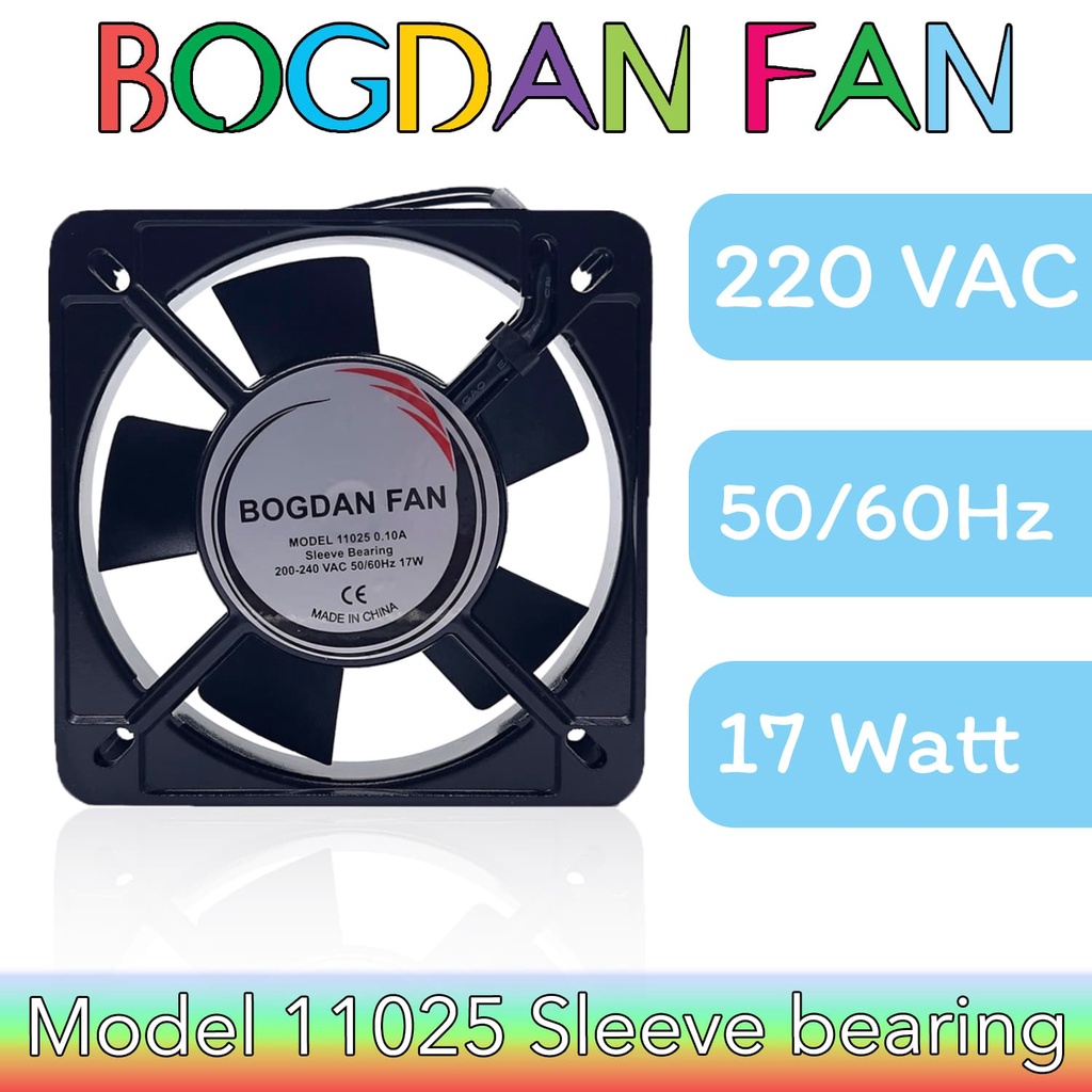 พัดลม BOGDAN FAN 11025 4"AC 200-240V 50/60Hz 17W Sleeve Bearing ระบาย ...