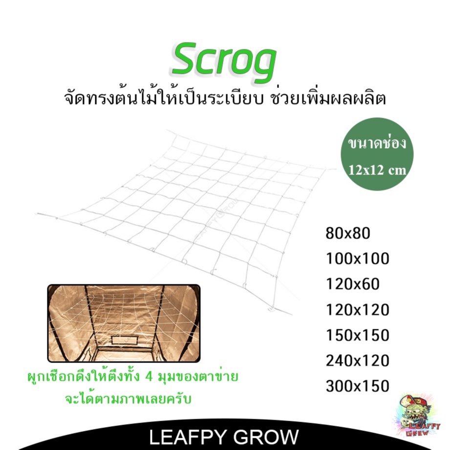 Scrog net diy ตาข่าย ปลูกต้นไม้ มี 8 ไซส์ 80×80 , 120x60 , 100×100 ...
