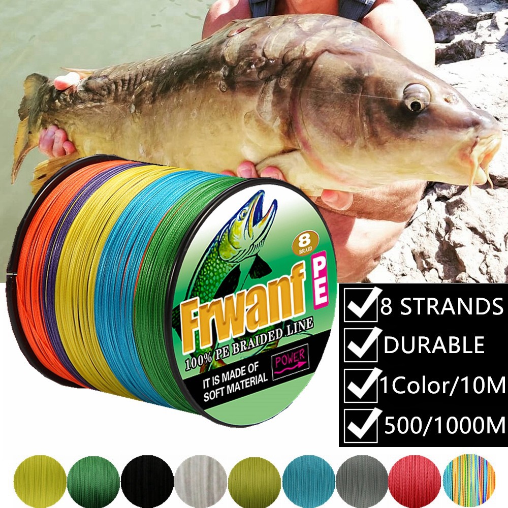 Frwanf 500M 1000M 8 strands fishing line braid pe wire 6-300LB Mixed ...