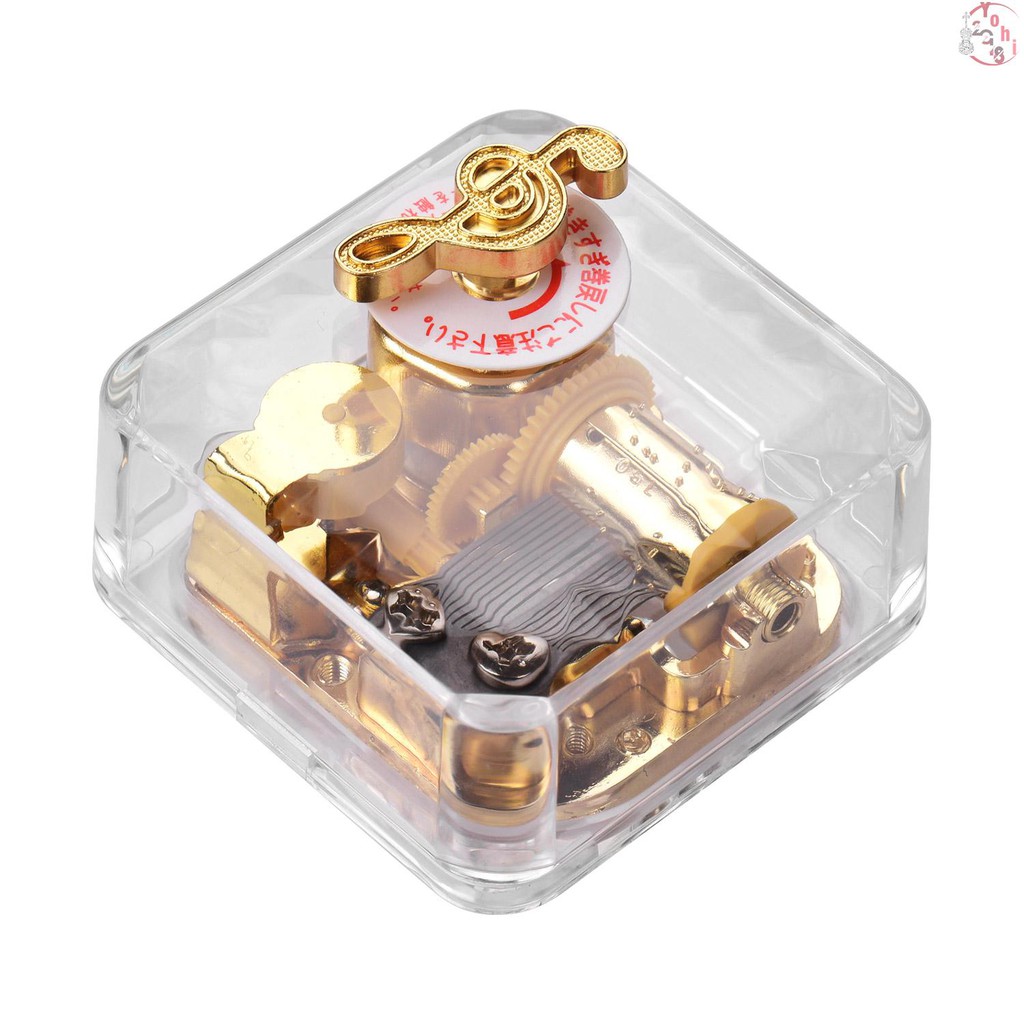 ♫Square Transparent Acrylic Musical Box Counterclockwise Rotation ...