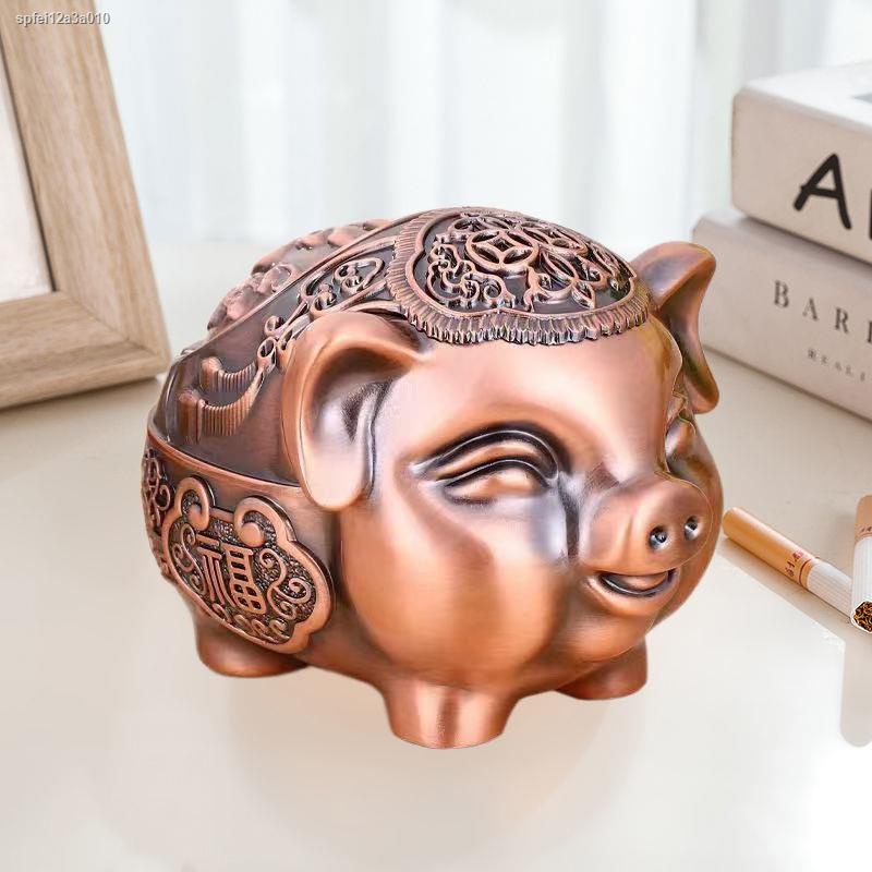 Creative ที่เขี่ยบุหรี่ Zodiac หมูโลหะผสมโลหะ windproof และ fall-proof ...