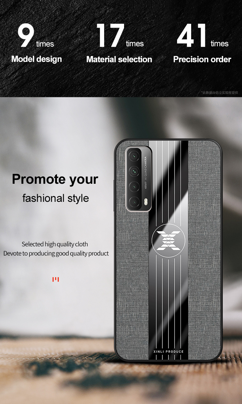 Huawei Y7a Case Finger Ring Holder Fabric Hard Cover Soft Frame Cloth ...