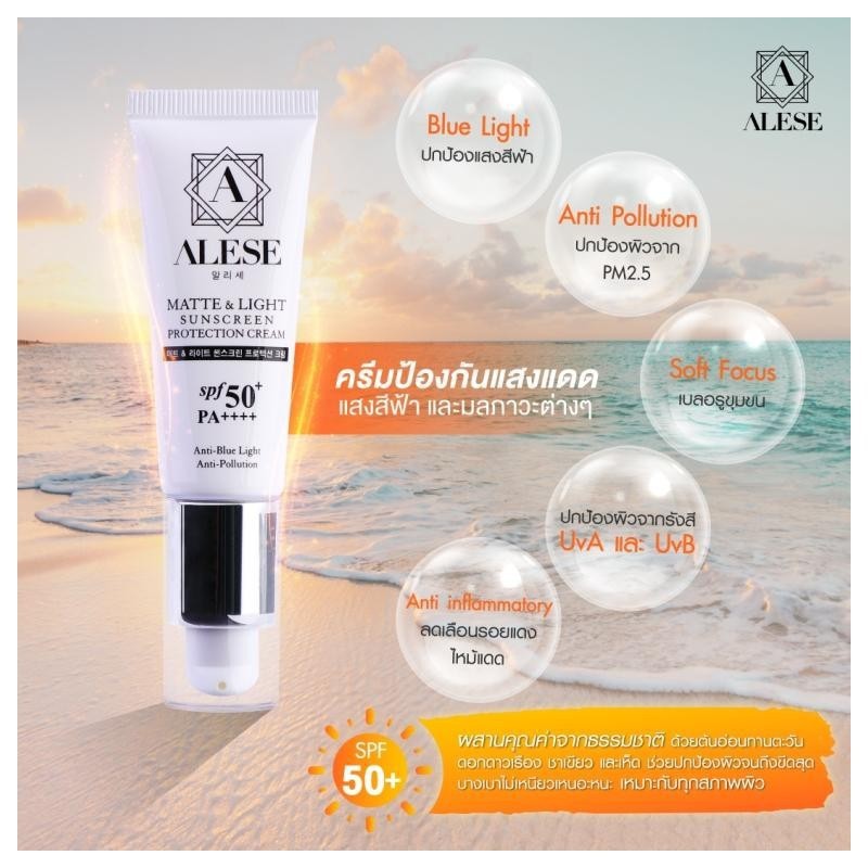 ALESE Matt&Light Sunscreen Protection Cream SPF 50+ PA++++ 20ml. Anti ...