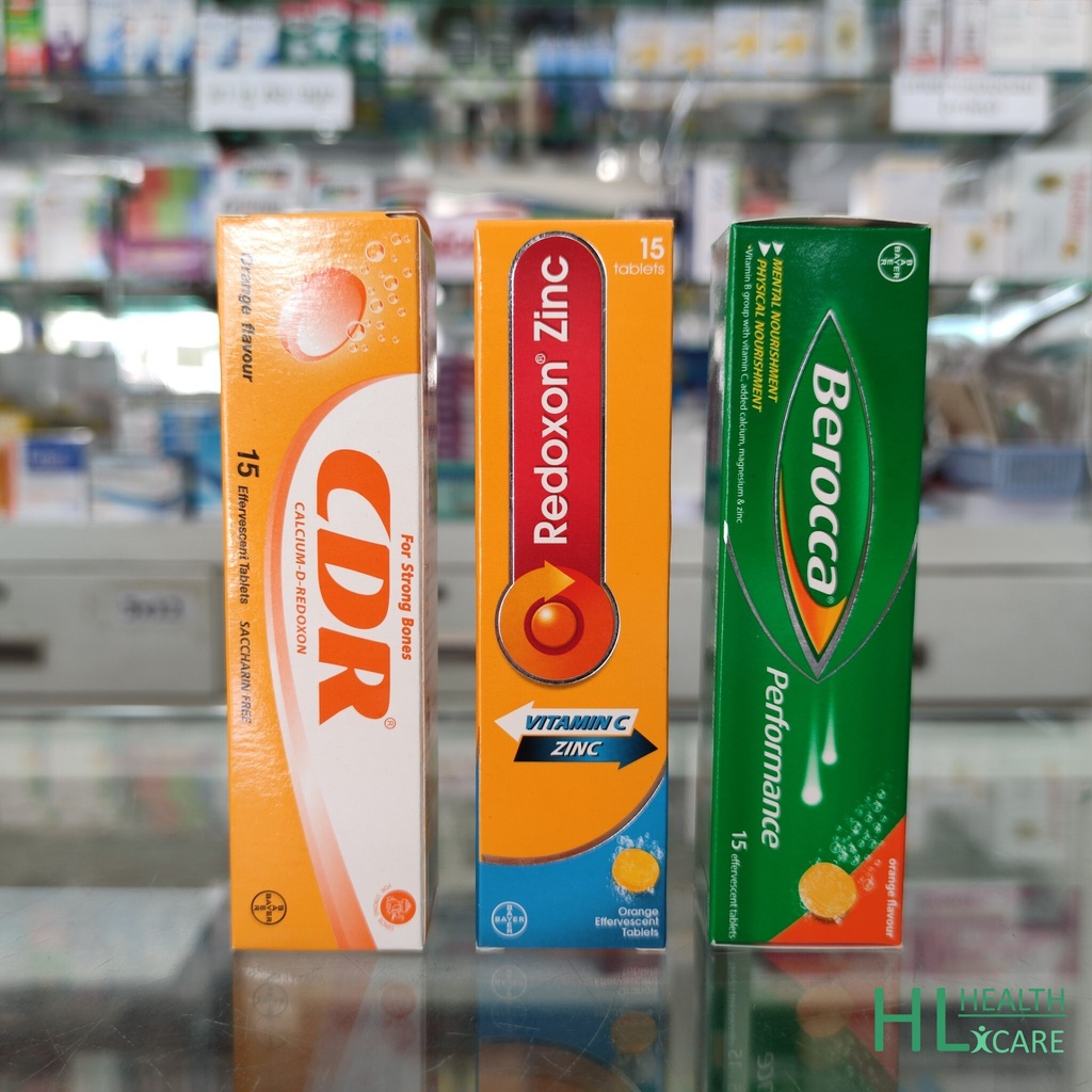 1 ขวด 15 เม็ด วิตามินรวม ชนิดเม็ดฟู่ละลายน้ำ รสส้ม CDR REDOXON ZINC และ ...