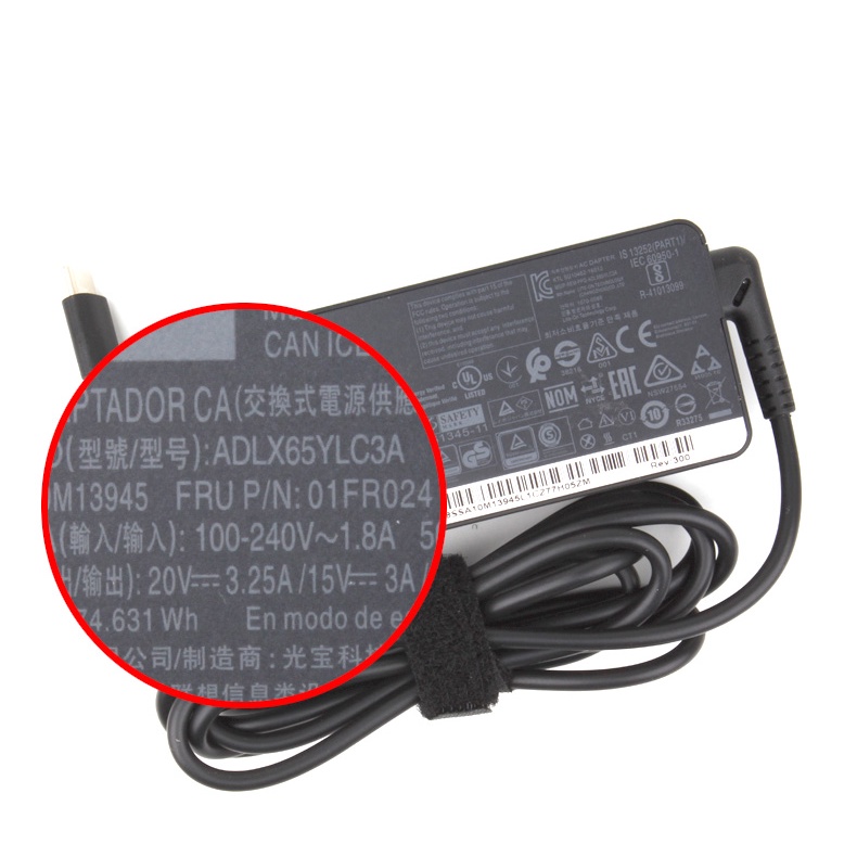 Original 65W 20V 3.25A TypeC AC Adapter Laptop Charger for Lenovo ...