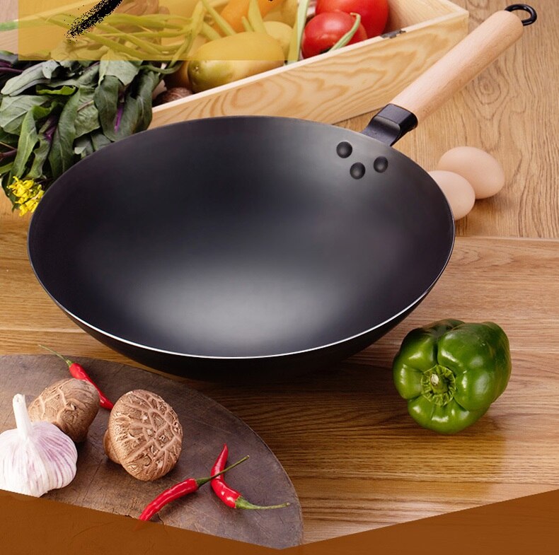Cooking Wok Household large Iron ot Oldfashioned Uncoated Nonstick an ...