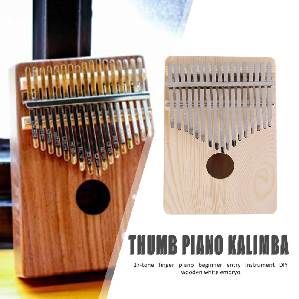 17 Key Kalimba Thumb Finger Piano African DIY Wooden White Embryo Sanza ...