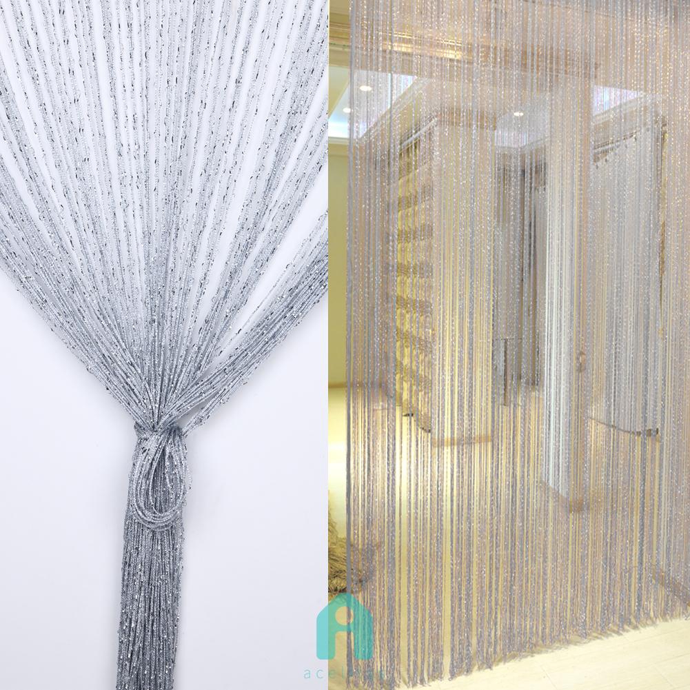 ACT☛1*2m Encryption Flash Silver String Curtain Door Window Decoration ...