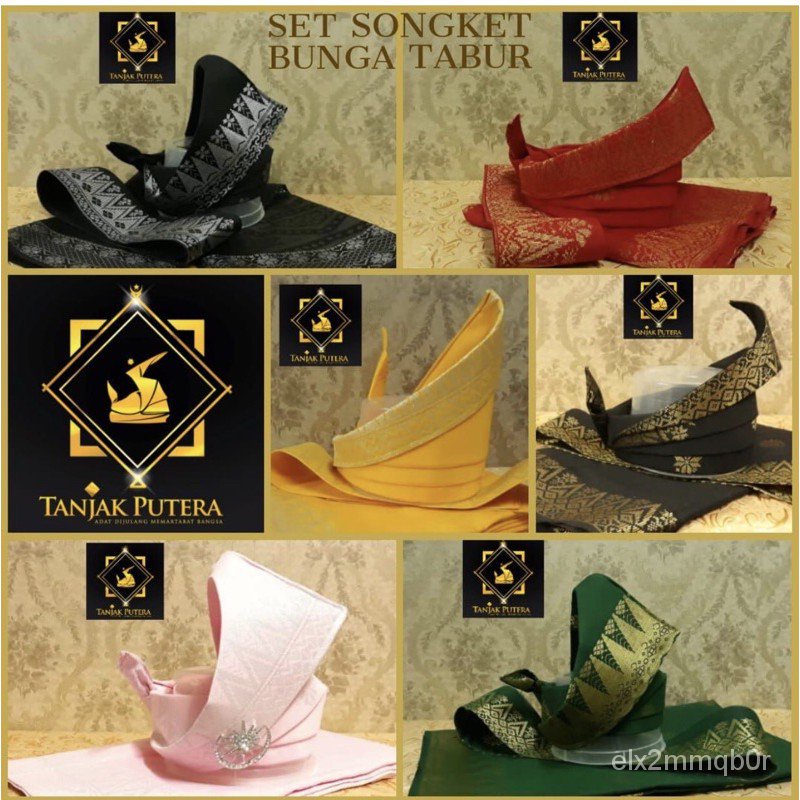 Set Tanjak Putera, Sampin & Bengkung - Songket Bunga Tabur - Dewasa ...