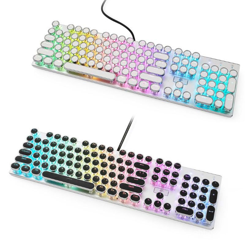 104 Keys Retro Round Pudding Keycaps,Double Shot Cusotm Keycaps,Steam ...