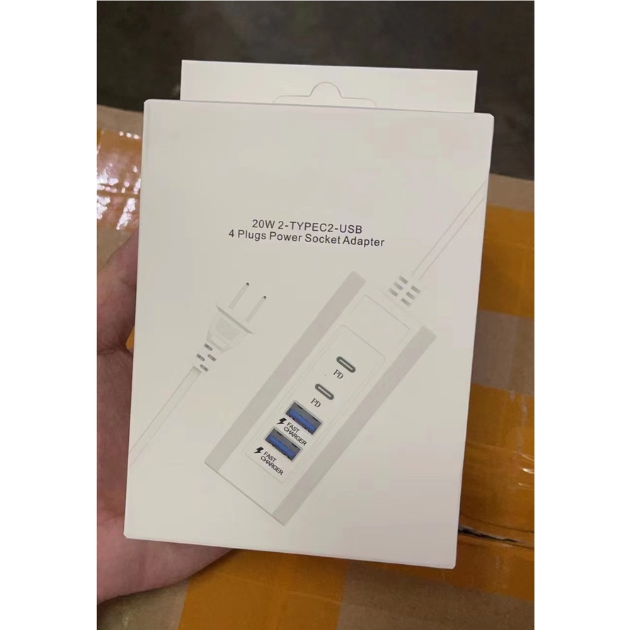 4Ports Multifunction USB Charger Quick Charging Smart Plug Power Strip 20W 2-TYPECกับ2-USB 4 ...