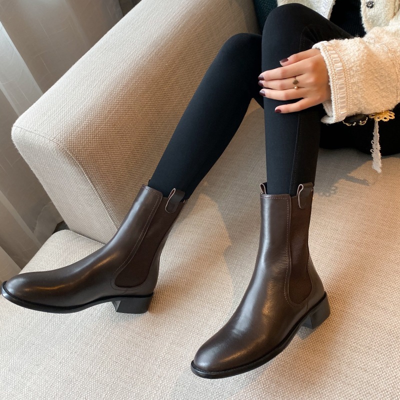 รองเท้าบูทมาร์ตินรองเท้าหนังส้นแบนสไตล์อังกฤษสําหรับผู้หญิง - jsh_jh_kj ...