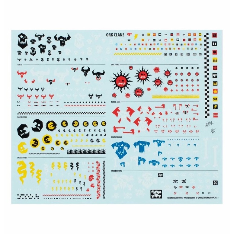 Orks - Transfer Decal Sheet - Warhammer 40,000 40k Ork Clans Sticker ...