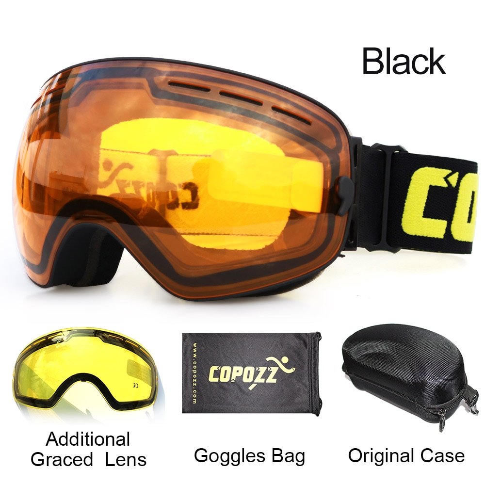 COPOZZ brand ski goggles 2 layer lens anti-fog UV400 day and night ...