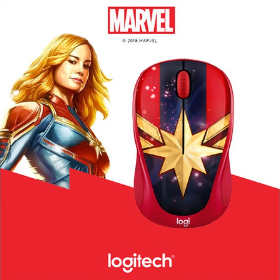 Logitech wireless mouse Marvel เมาส์ไร้สาย รุ่นM238 captain marvel ...