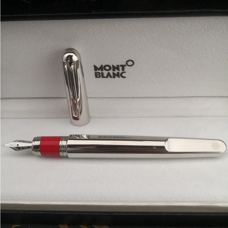 New Montblanc/silver fountain pen with full package (gift box, gift bag ...
