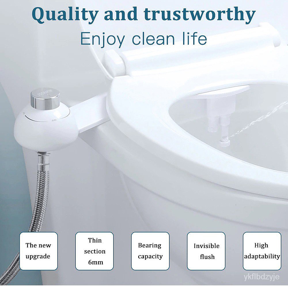 Locaupin Bathroom Hands-Free Non Electric Bidet Toilet Seat Attachment with Dual Nozzles For ...