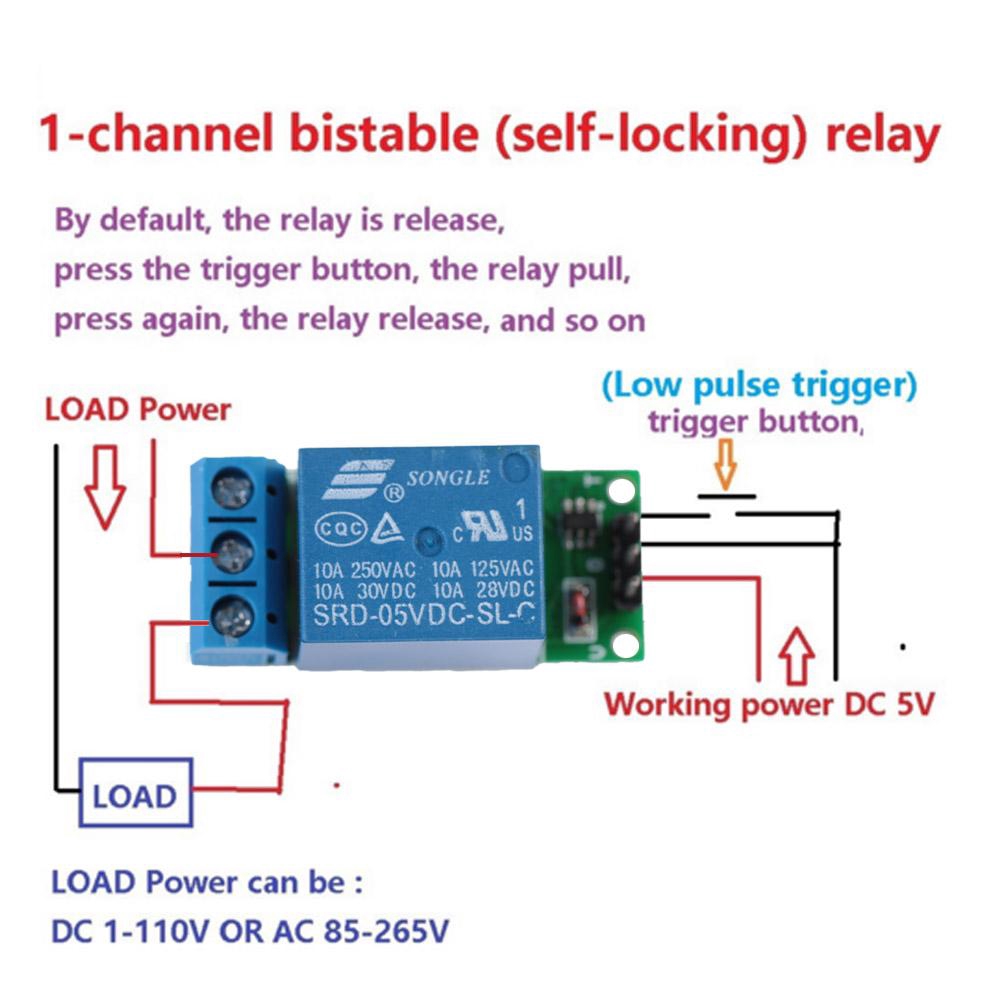1 CH DC5V Flip-Flop Latch Relay Module Bistable Self-locking Switch Low ...