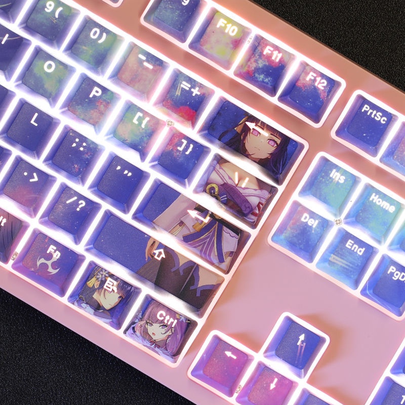 PBT Genshin Impact Keycap Raiden General Baal แป้นพิมพ์เครื่องกล Keycap ...