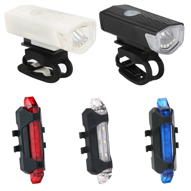 USB Rechargeable LED Bicycle Light MTB Road Bike Front Light Tail Light ...