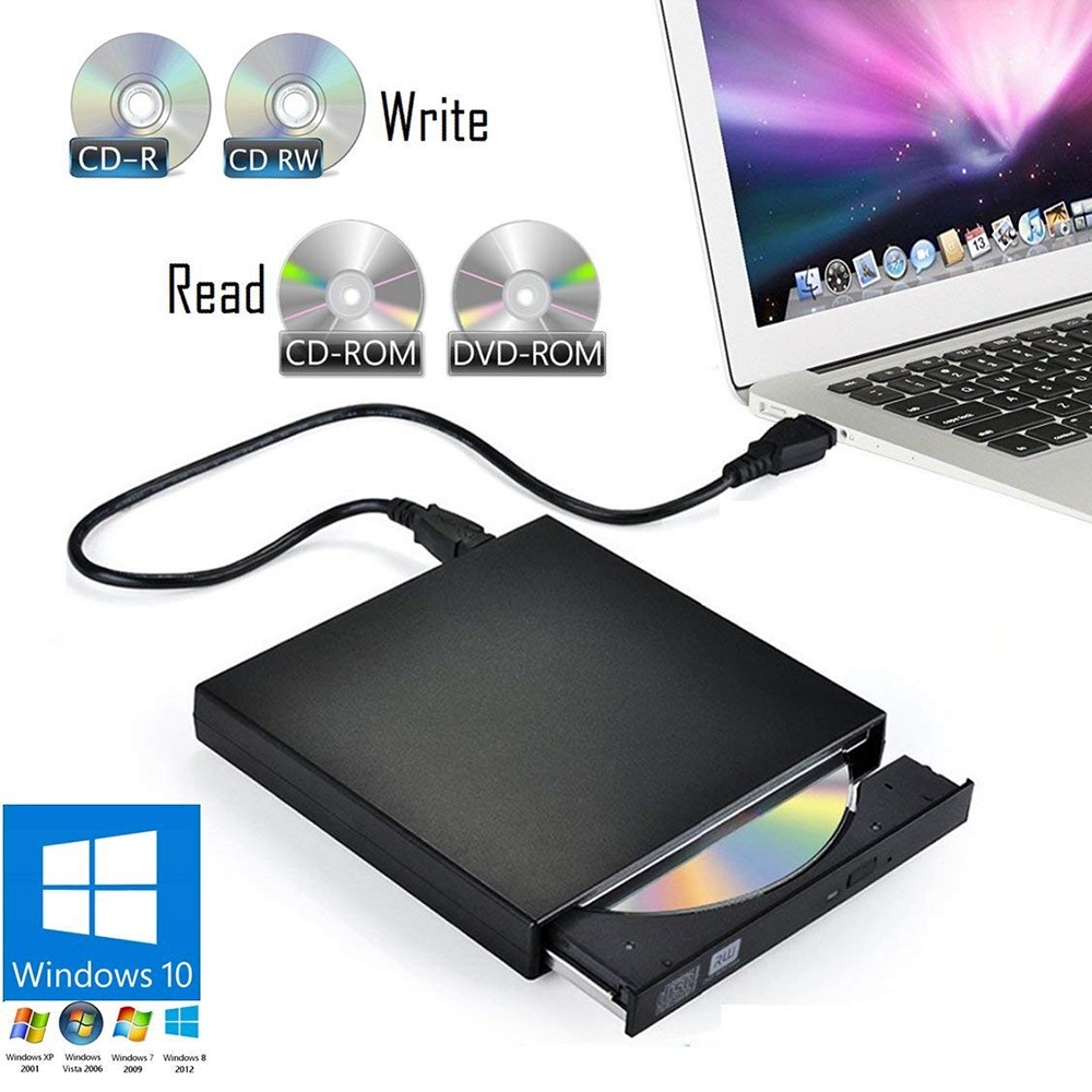 ↂ Portable External USB DVD-ROM Drive Player & CD-R/RW Writer Burner ...