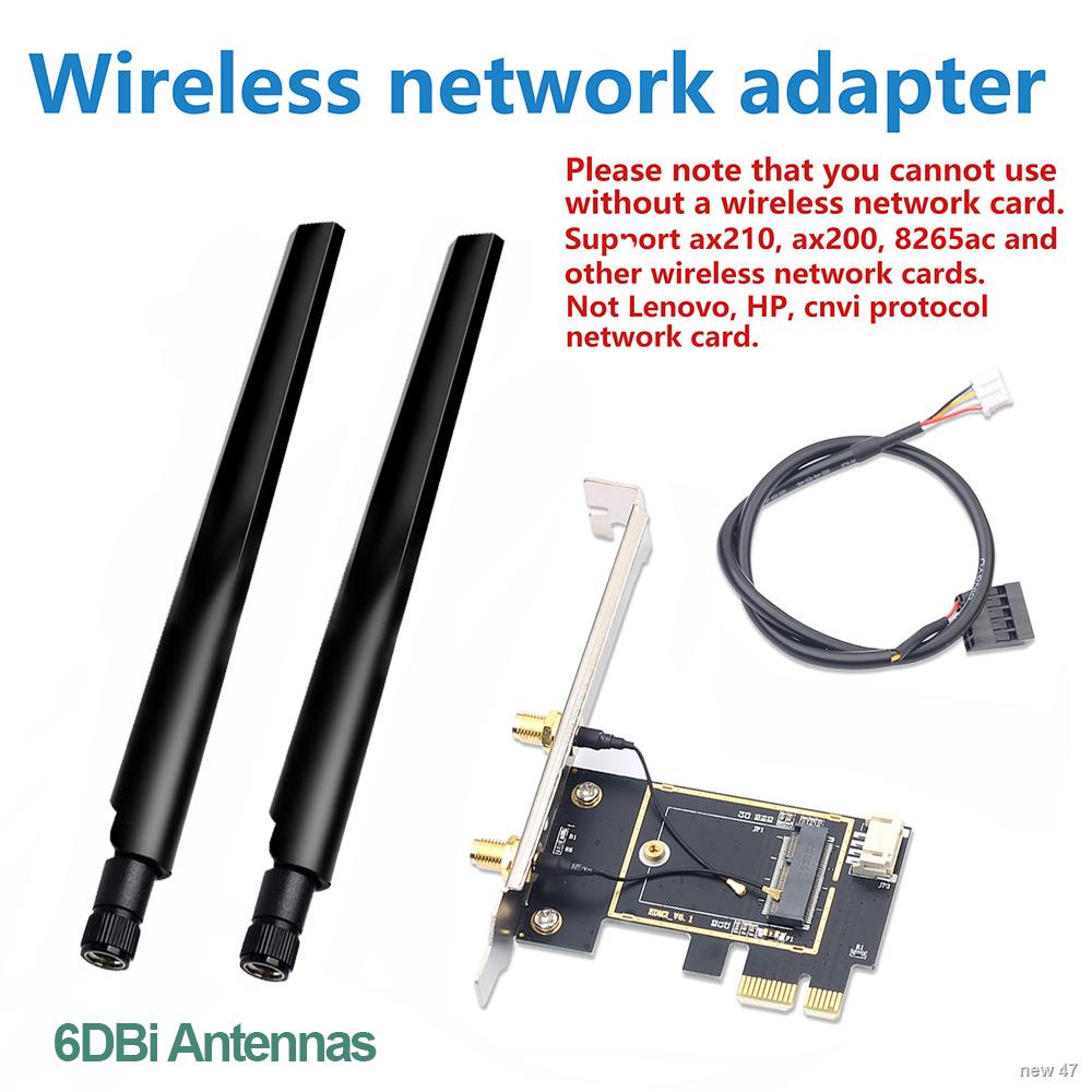 WIFI M.2 To PCI Express Wireless Adapter Converter with 2x Antenna NGFF M.2 WiFi Bluetooth Card ...