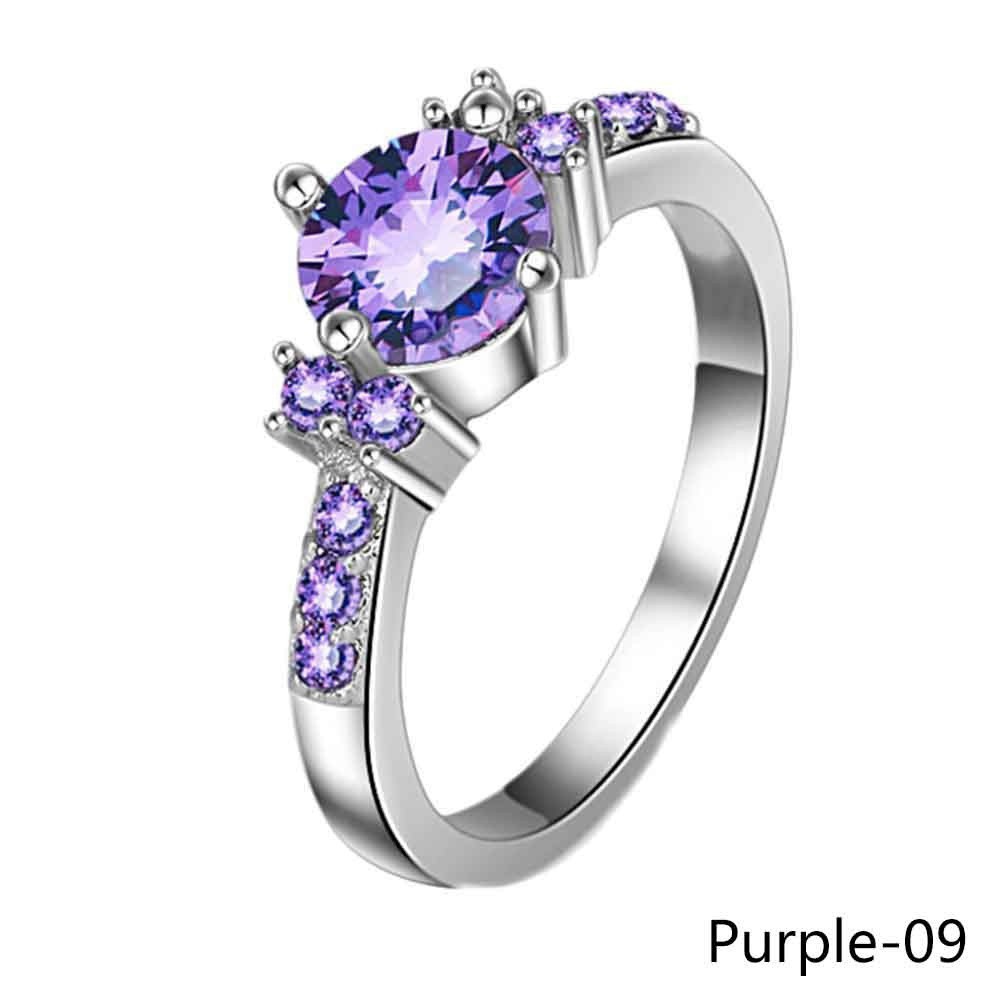 Fashion Purple Silver Jewelry Diamond Rings Engagement Wedding Female ...