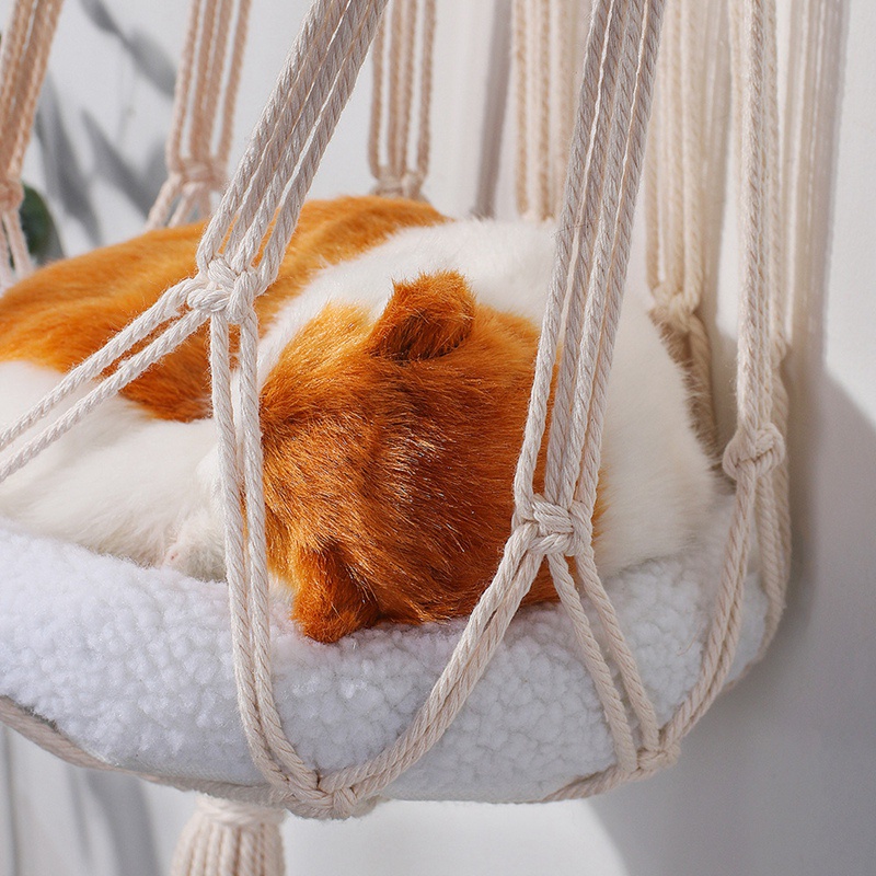 Macrame Cat Hammock, Macrame Hanging Swing Cat Dog Pet Bed - atiolqb003 ...