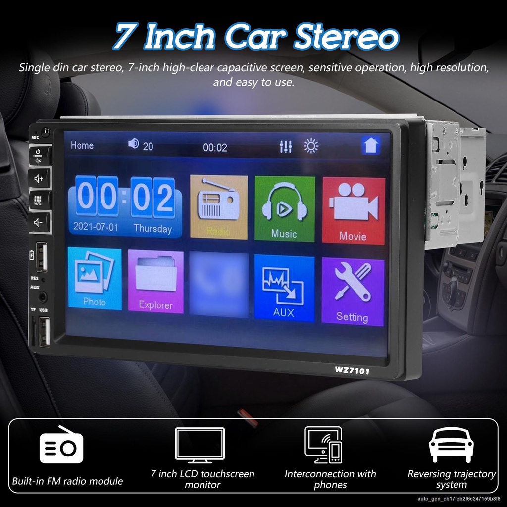 Single Din Car Stereo 7 Inch Lcd Touchscreen Monitor Bt Mp5 Player Fm ...