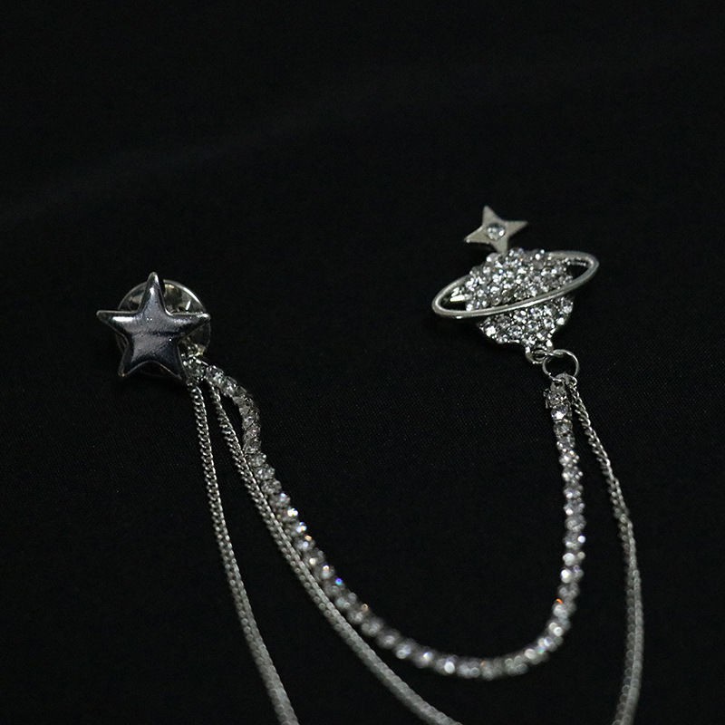 A Sense of niche Design Diamond Planet Chain พู่เข็มกลัด ins tide wild ...