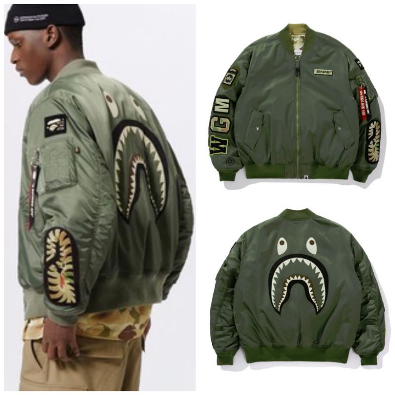 ใส่ 2 ด้าน BAPE x Alpha Industries Reversible MA-1 Bomber Jacket | Shopee Thailand