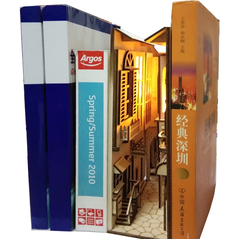 DIY KIT Diagon Alley Wooden Book Nooks Art Bookends European Town ...